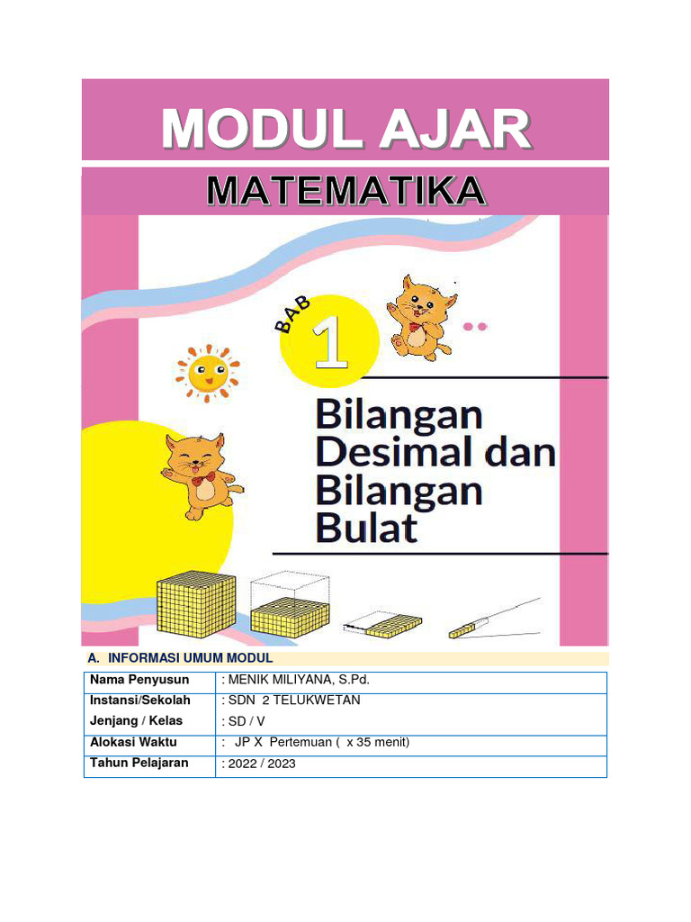 MA Bab 1. Bilangan Desimal Dan Bilangan Bulat | PDF | Karier & Perkembangan | Metode & Bahan Ajar