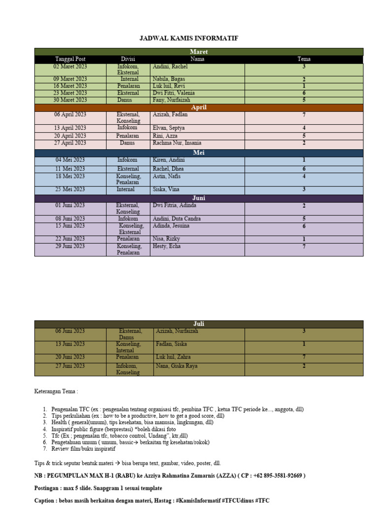 Jadwal Kamis Informatif | PDF