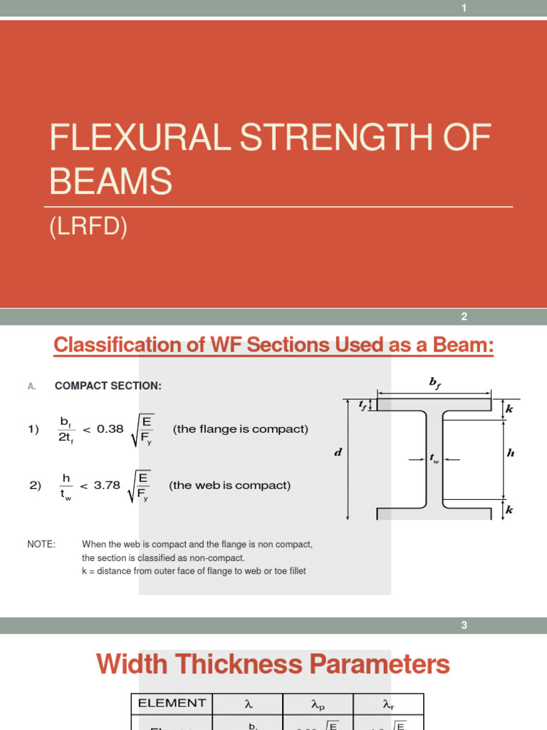 Steel Design (LRFD) - TOPIC 1 Flexural Strength of Beams (Compact ...