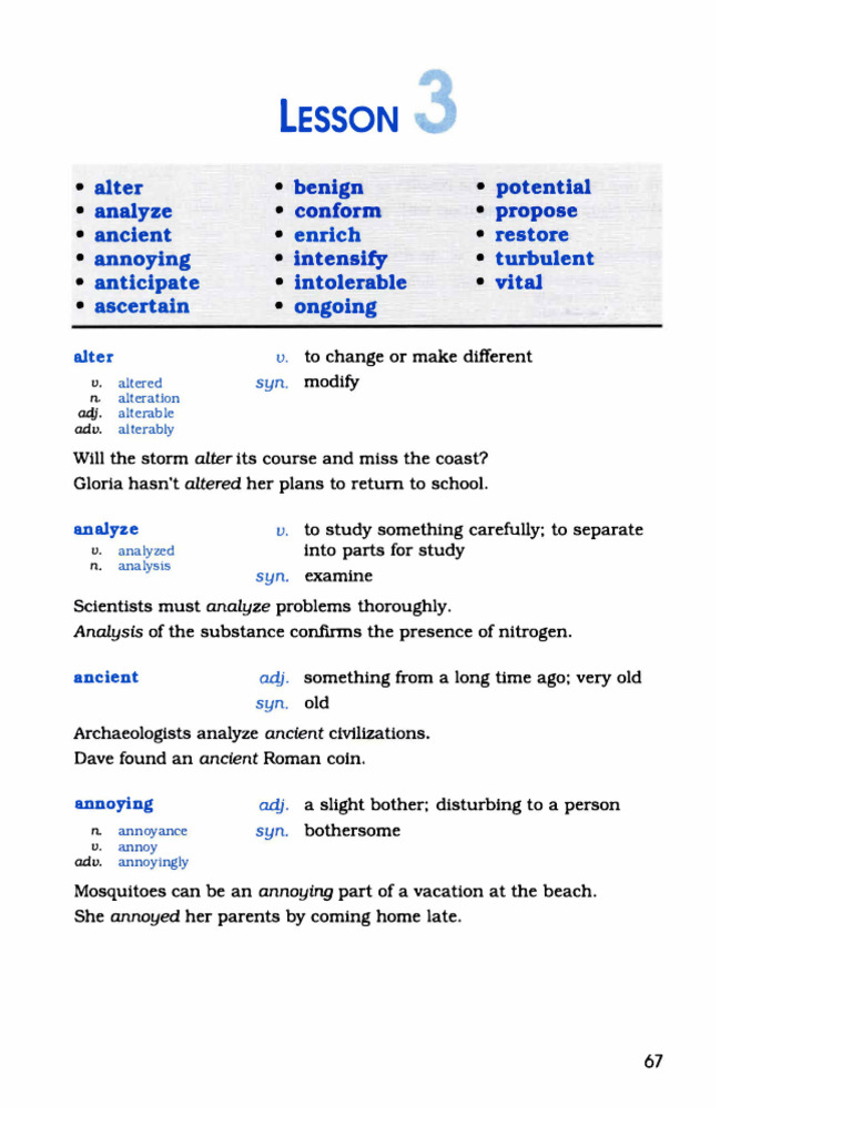 Lesson 3 Vocab Sat | PDF