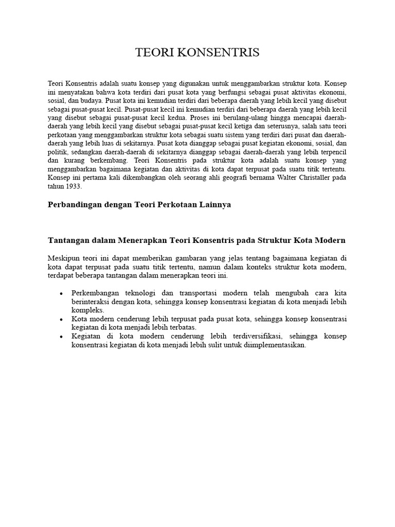 Geografi Teori Konsentris | PDF
