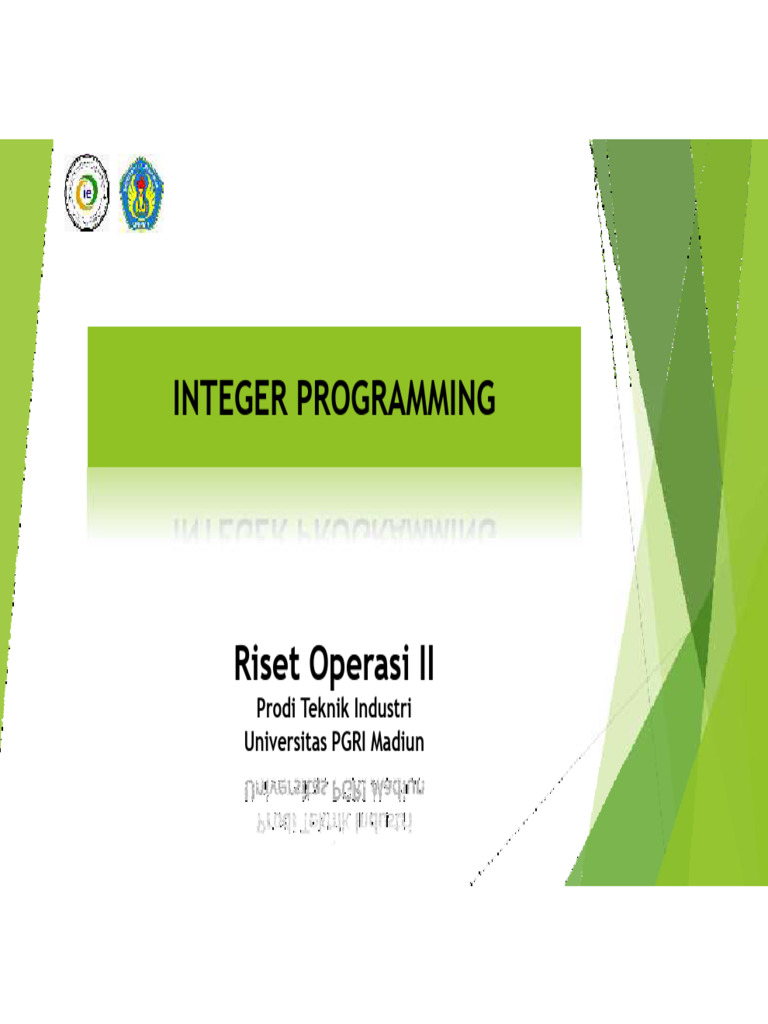 2.1 Integer Programming 4 Okt | PDF