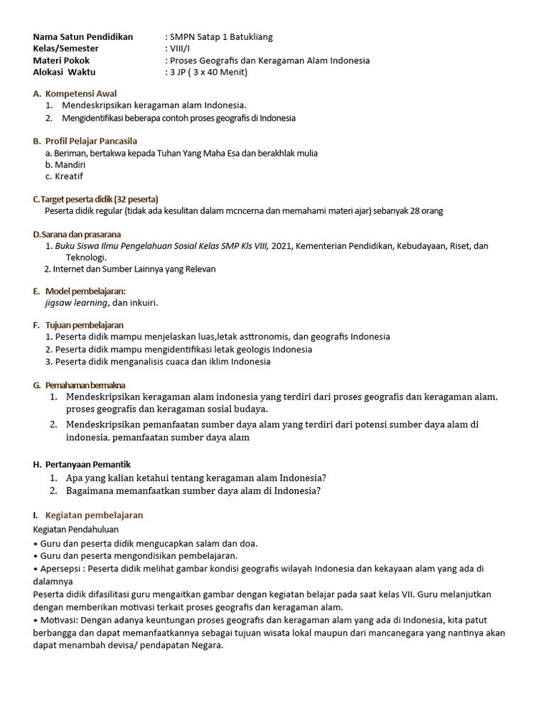 RPP Merdeka Kls Viii | PDF