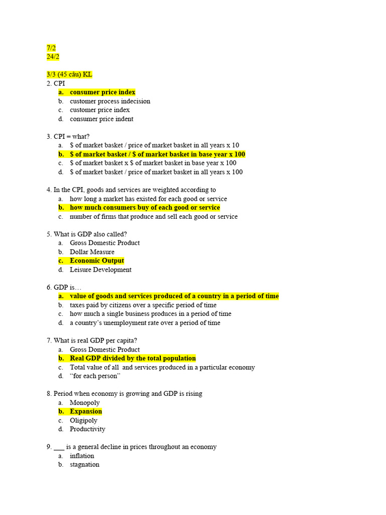 Macro Multiple Choice | PDF