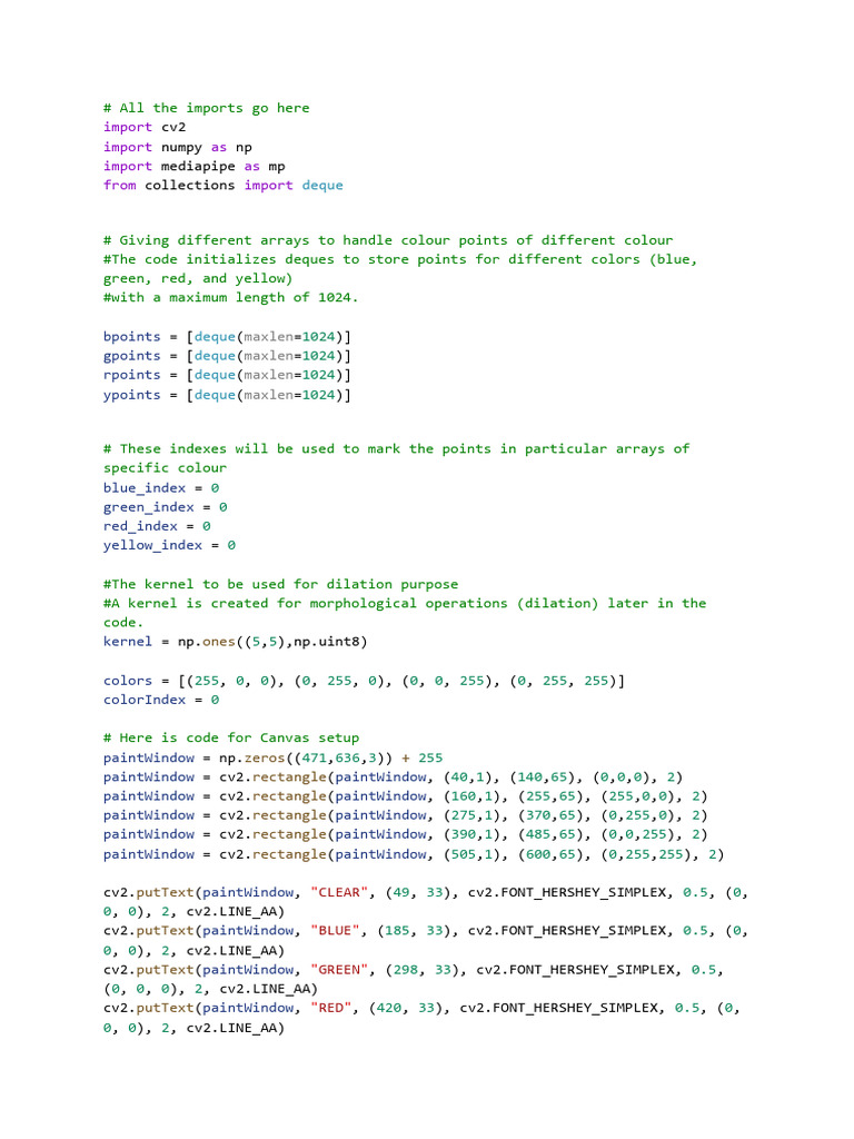 Air Canvas Project | PDF | Window (Computing) | Vision