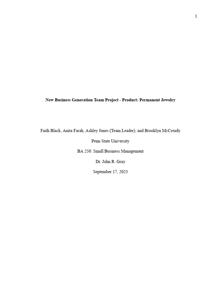 New Business Generation Team Project | PDF