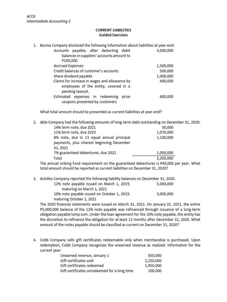 Guided Exercises 1 Current Liabilities | PDF | Taxes | Current Liability Guided Exercises 1 Current Liabilities | PDF | Taxes | Current Liability