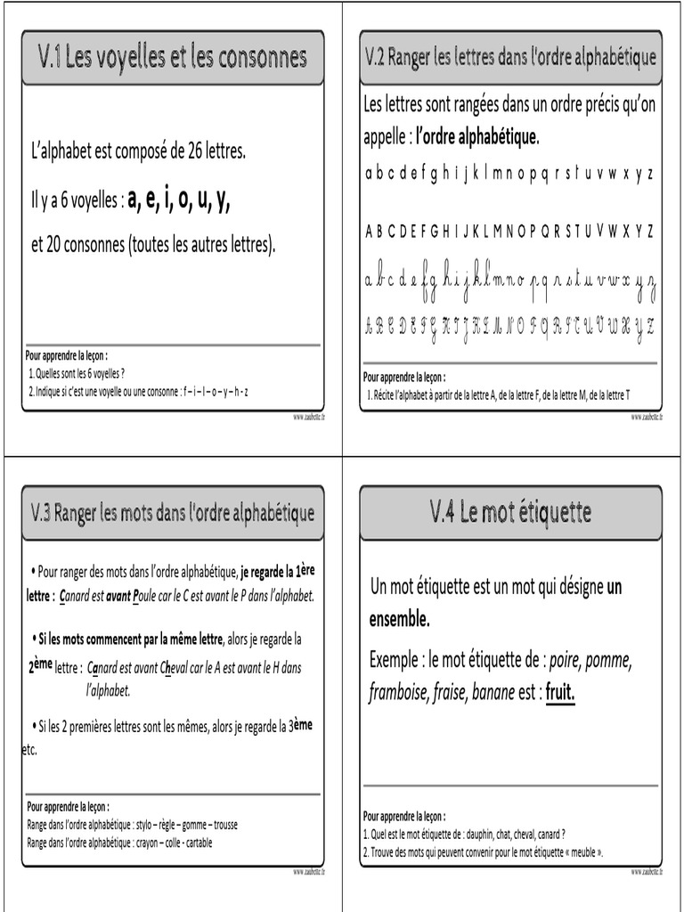 Leçons de Vocabulaire-CE1 | PDF