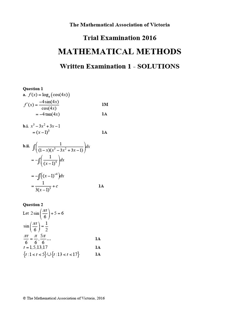 MAV Exam 1 Solutions | PDF