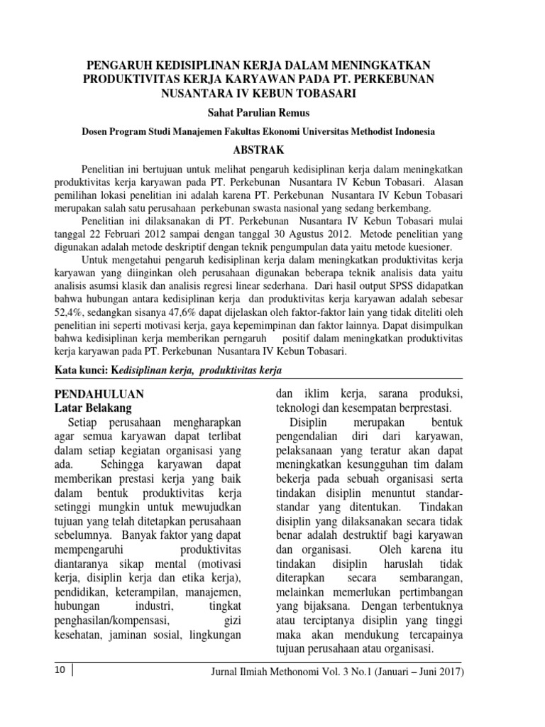 Artikel 2 10 21 Pengaruh Kedisiplinan Kerja Dalam Meningkatkan ...
