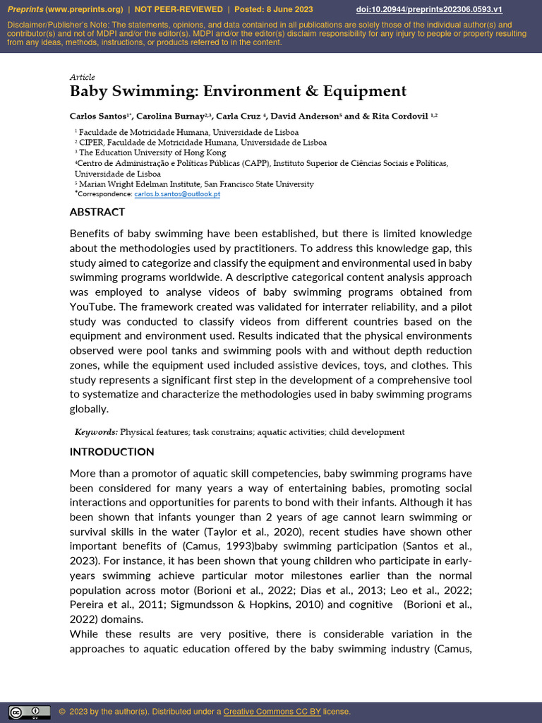 Baby Swimming | PDF | Methodology | Swimming