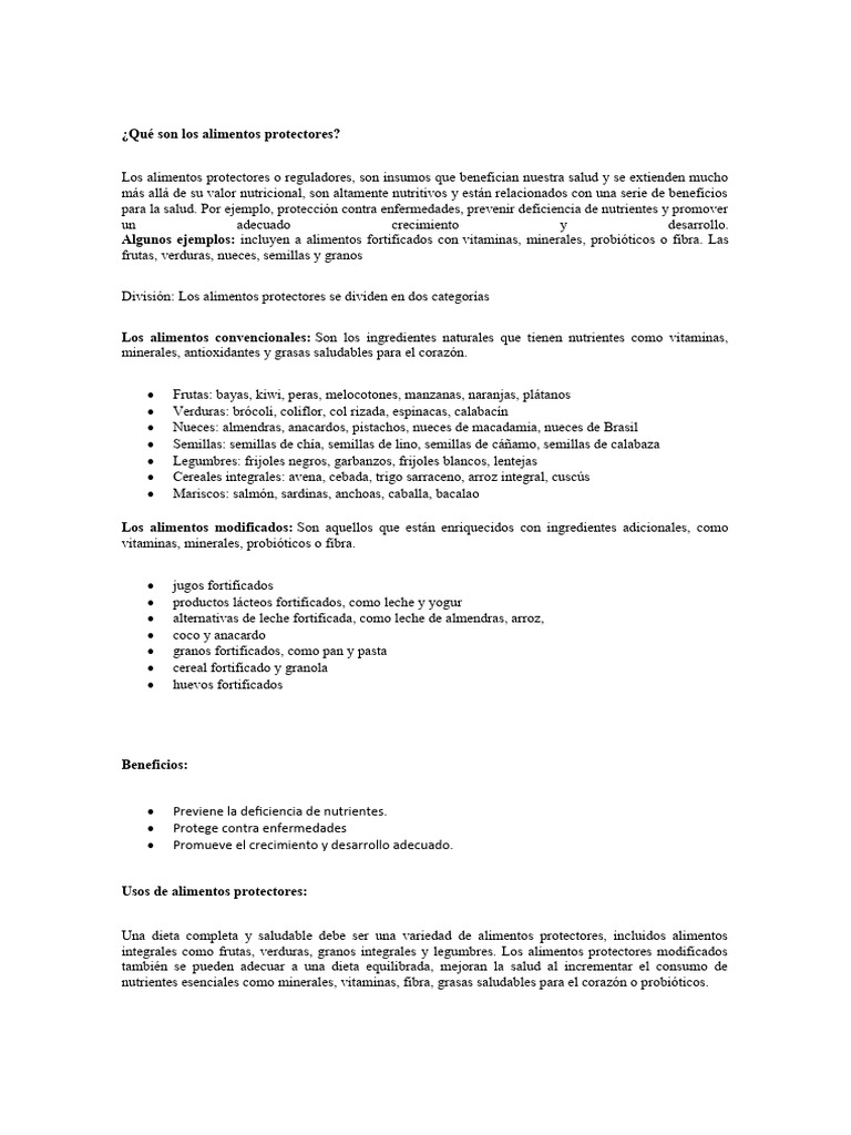 Qué Son Los Alimentos Protectores | PDF | Tecnología e ingeniería ...