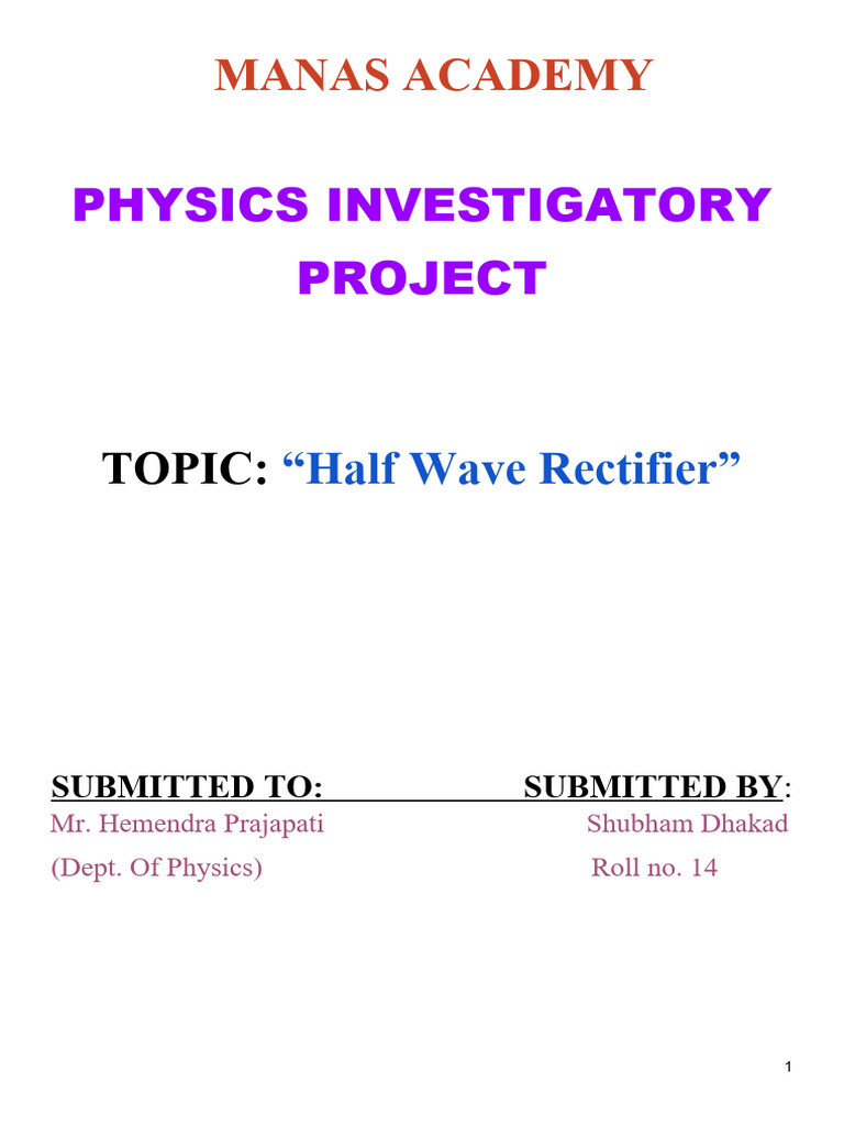 Shubham Physics Report File | PDF | Rectifier | Manufactured Goods
