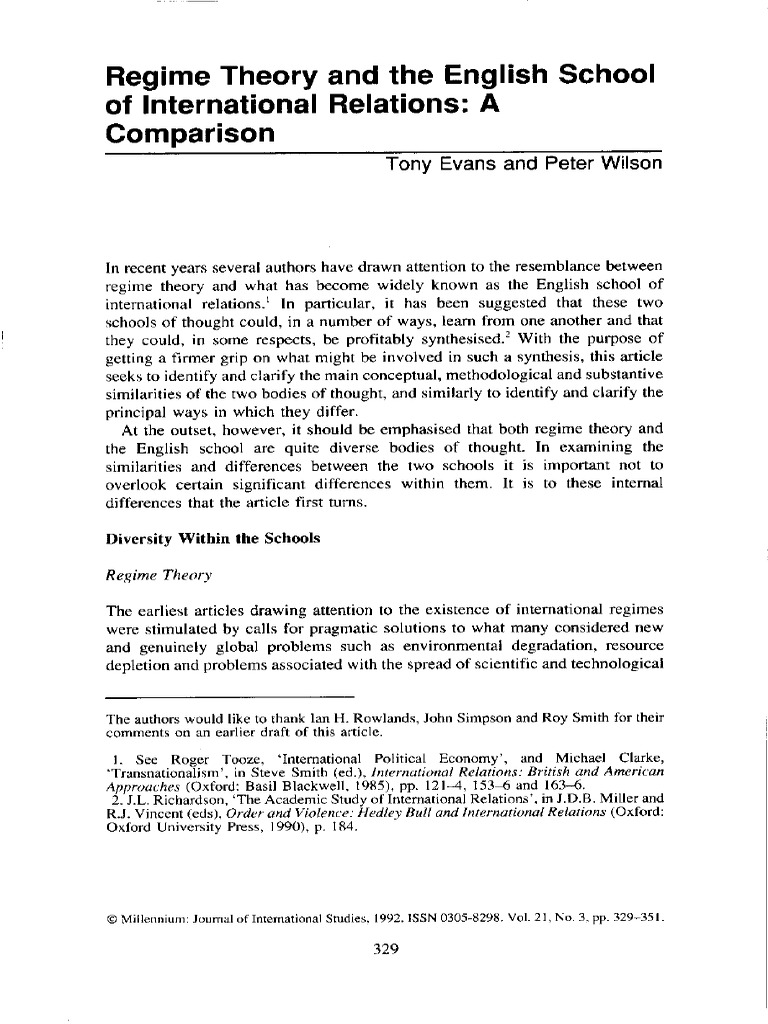 Evans Wilson 1992 Regime Theory and The English School of International ...