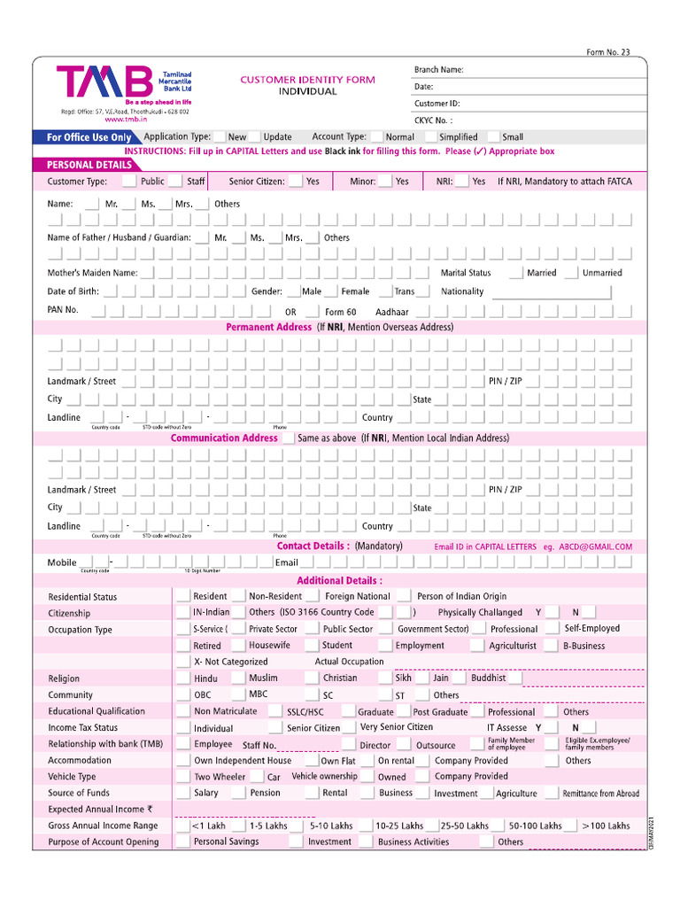 Customer Identity Form 01 | PDF