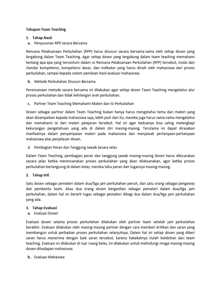 Panduan Team Teaching Efektif | PDF | Karier & Perkembangan | Pengembangan Diri