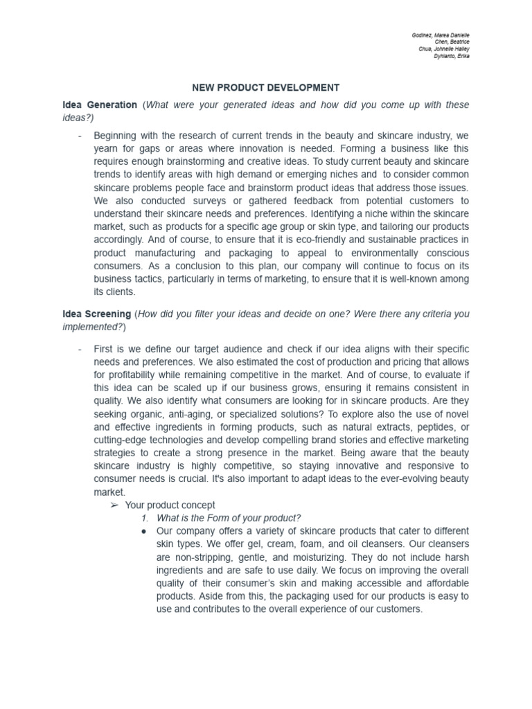 New Product Development Activity | PDF | Brainstorming | Marketing