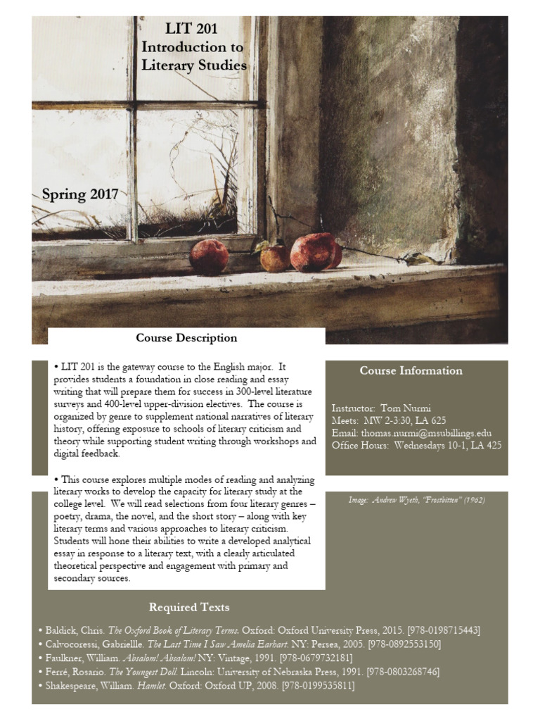 LIT 201: Intro to Literary Studies | PDF | Literary Criticism | Hamlet