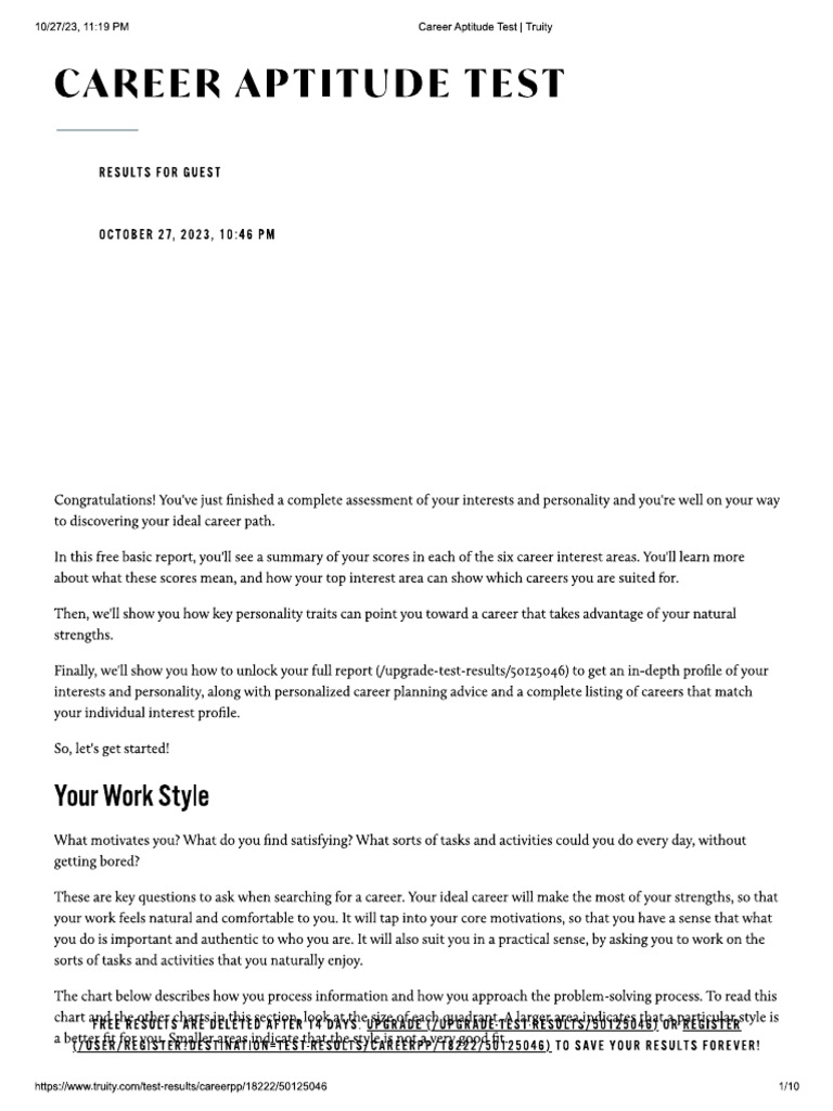 Career Aptitude Test | PDF