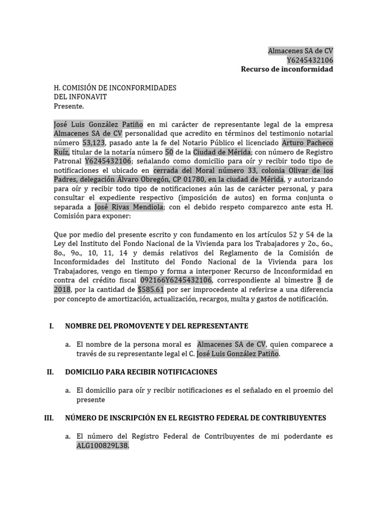 Inconformidad Infonavit | PDF