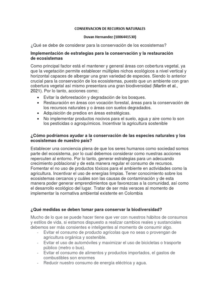 Taller Conservacion de Recursos Naturales | PDF