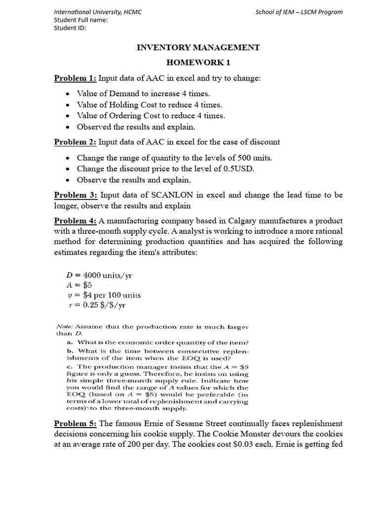 Inventory Homework1 | PDF | Economics | Economies