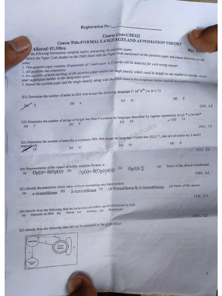 CSE322 SetA | PDF | Mathematical Logic | Formal Methods