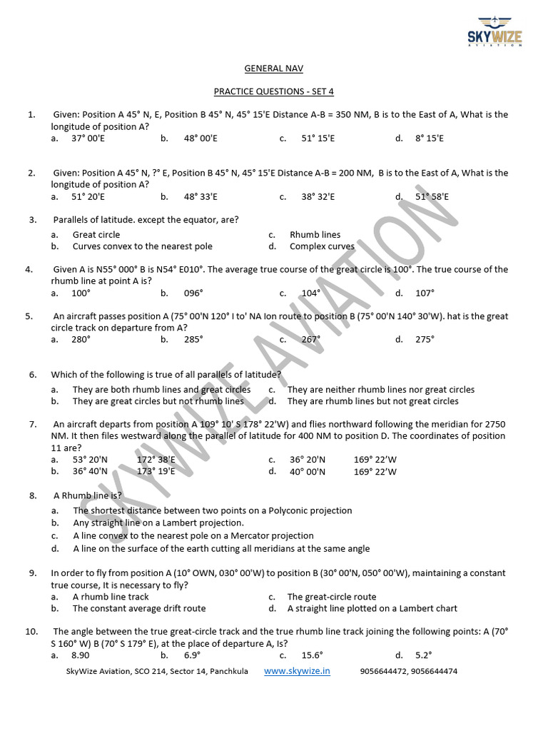 Gen Nav - Practice Set 4 | PDF | Differential Geometry | Classical Geometry