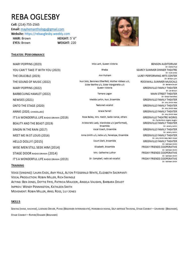 Performance Resume | PDF | Entertainment | Performing Arts