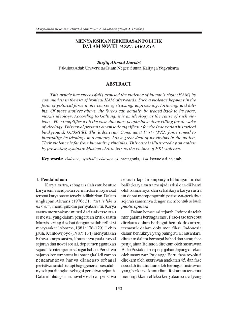 Menyaksikan Kekerasan Politik Dalam Novel Azra Ja | PDF