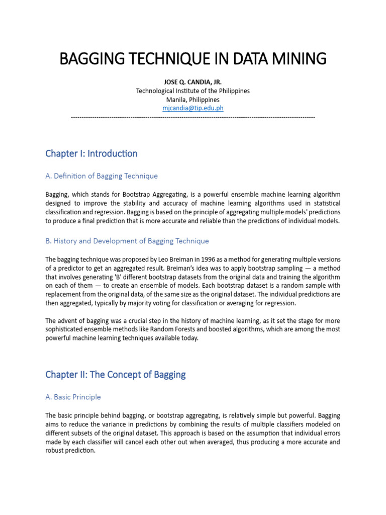 Bagging Technique Report | PDF