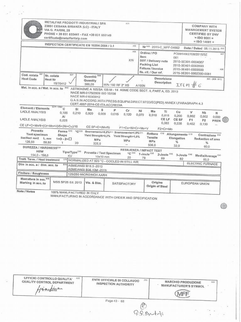 MTC For Flange | PDF