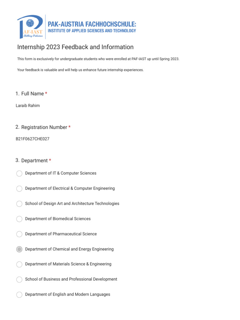Internship 2023 Feedback and Information | PDF