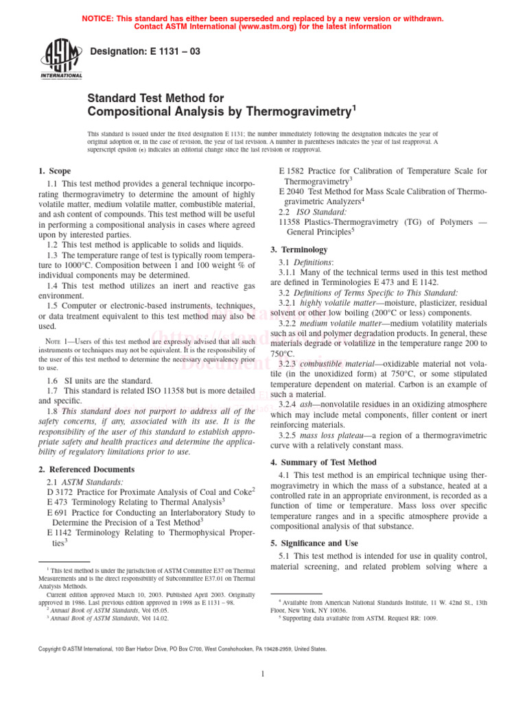 Astm E1131 03 | Download Free PDF | Gases | Temperature