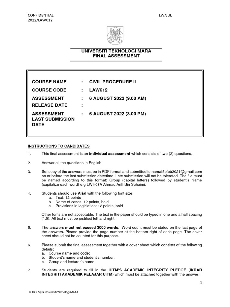 Faculty - Law - 2022 - Session 2 - Degree - Law612 | PDF | Judgment (Law) | Justice