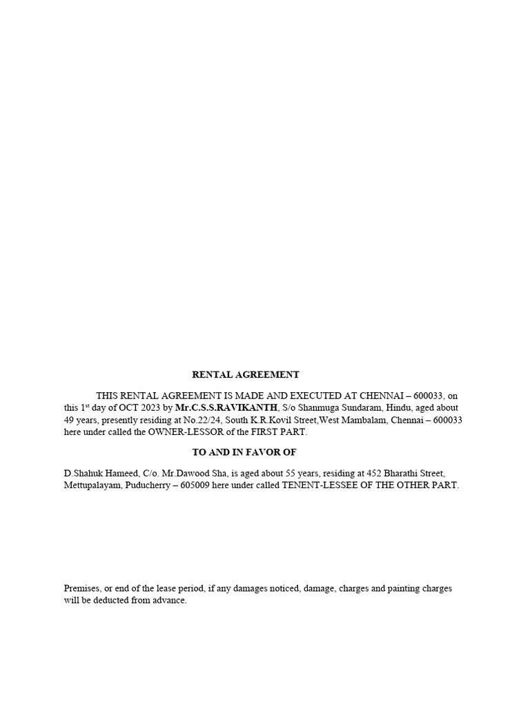 WHEREAS THE LESSOR Is The Absolute Owner of The Premises Plot No | PDF ...