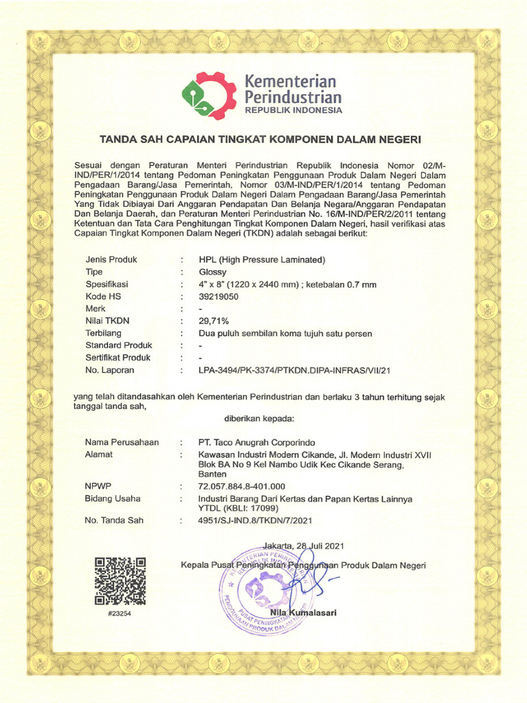 TKDN HPL Glossy | PDF