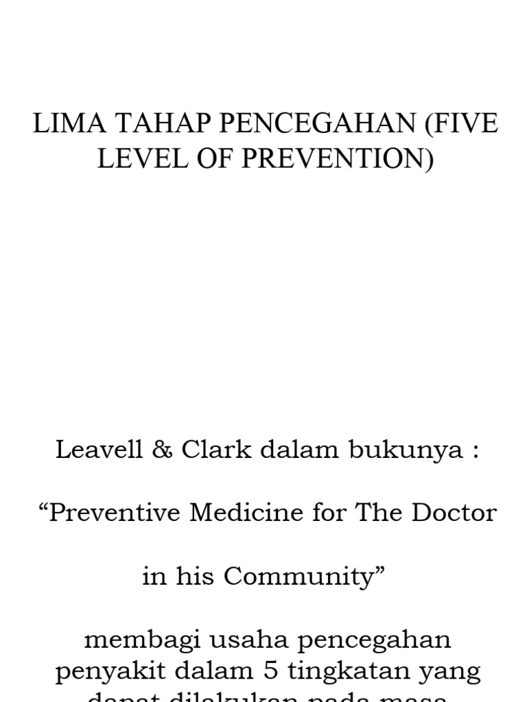 5 Level Prevention | PDF | Kesehatan Holistik | Sains & Matematika