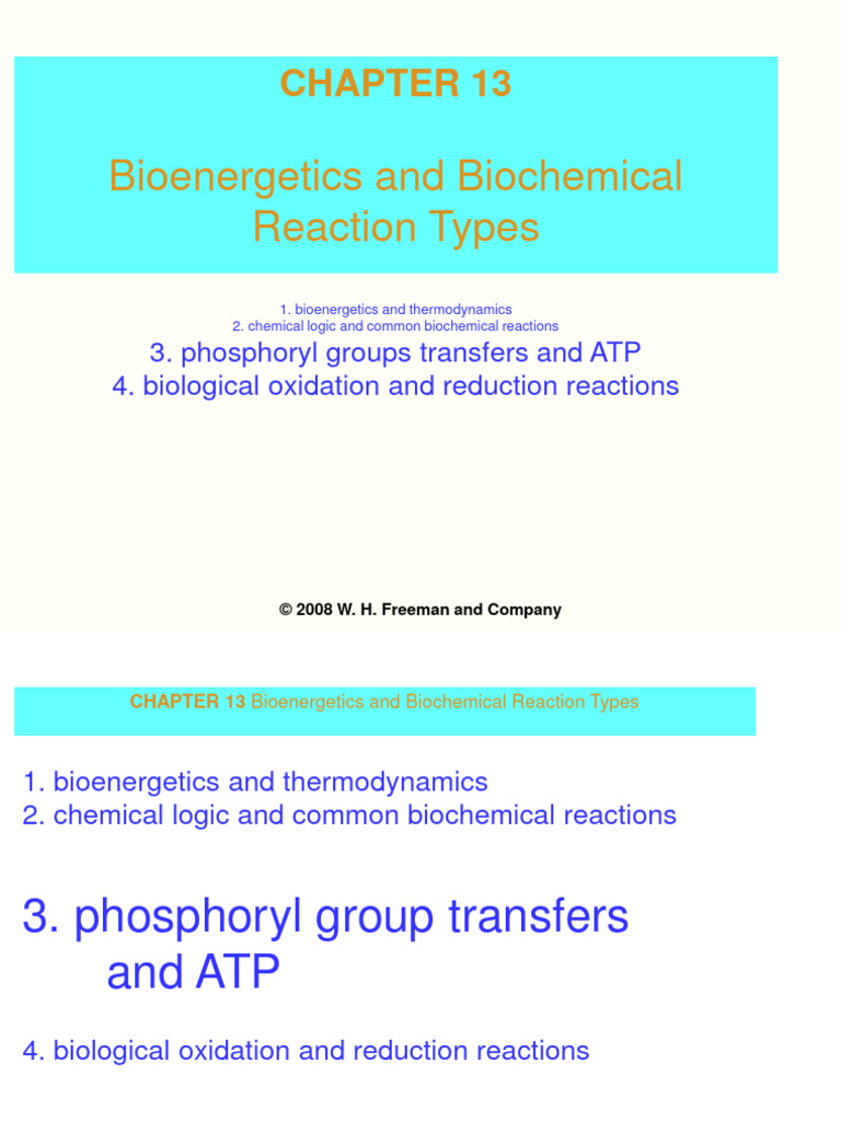 Bioenergetics and Biochemical Reaction Types | PDF | Redox | Adenosine ...
