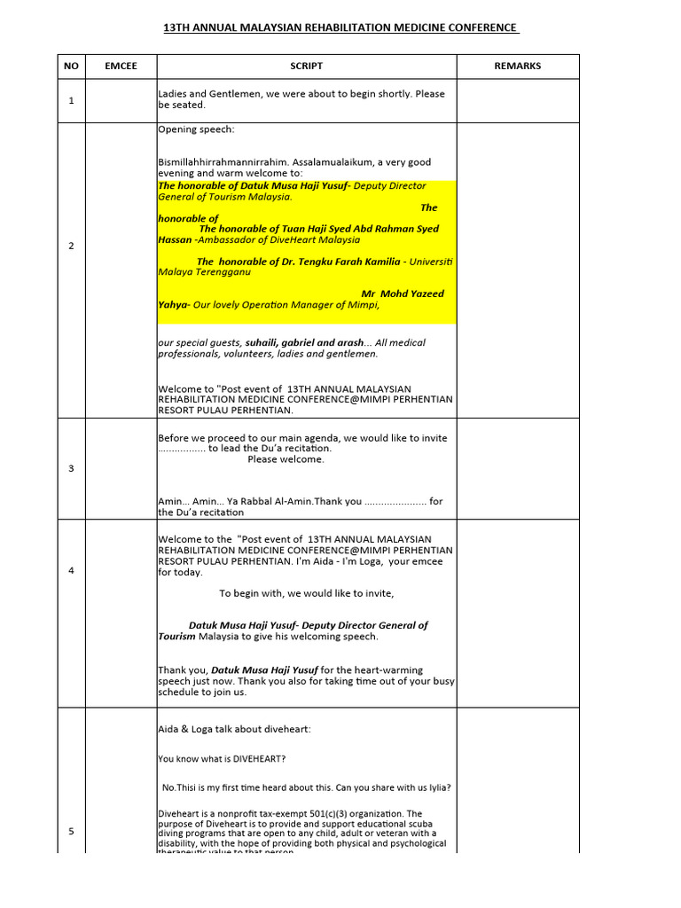 Diveheart Script 2022 | PDF | Disability | Malaysia