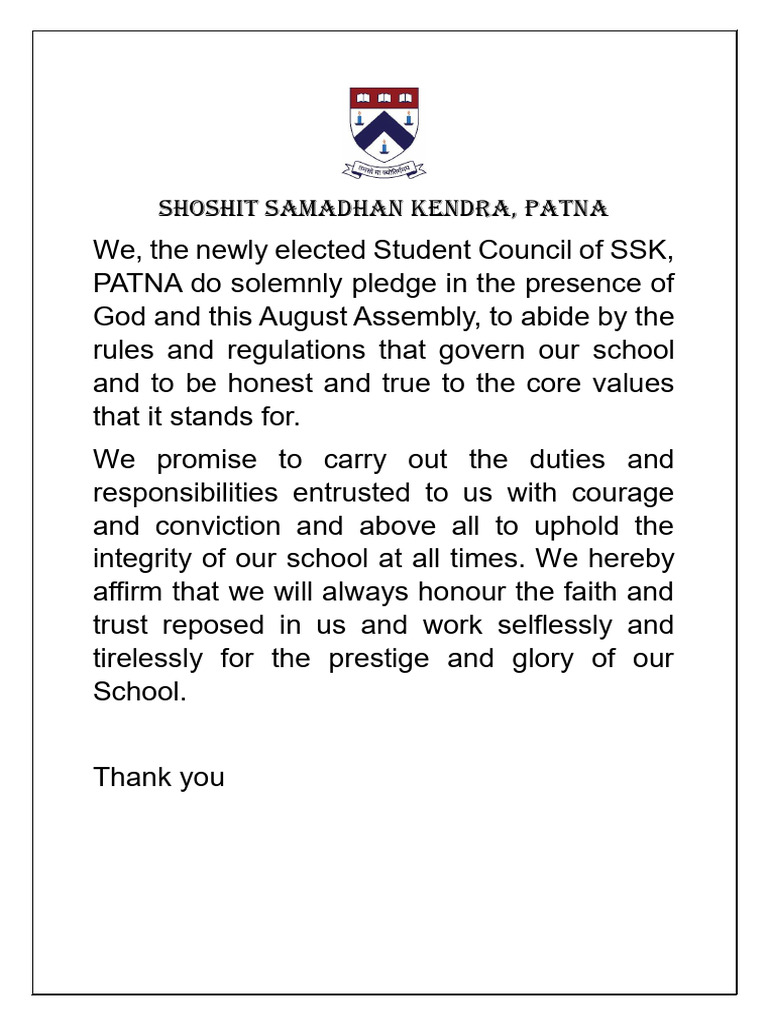 Student Council Oath of Commitment | PDF | Cooking, Food & Wine
