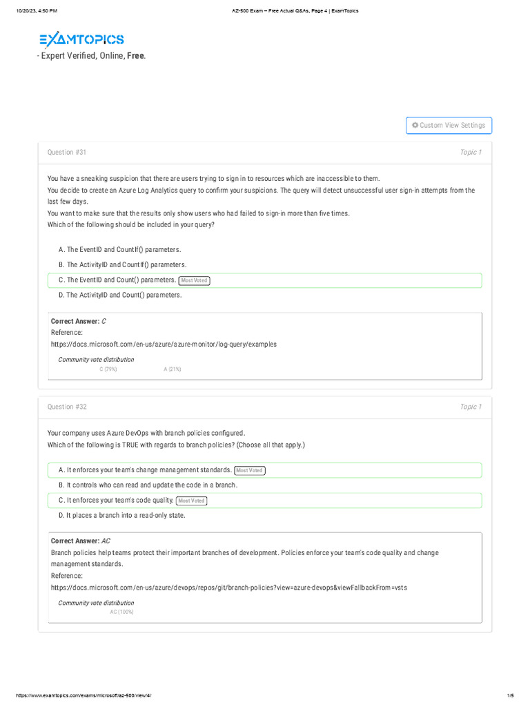 AZ-500 Exam Questions and Answers | PDF | Microsoft Azure | Active ...