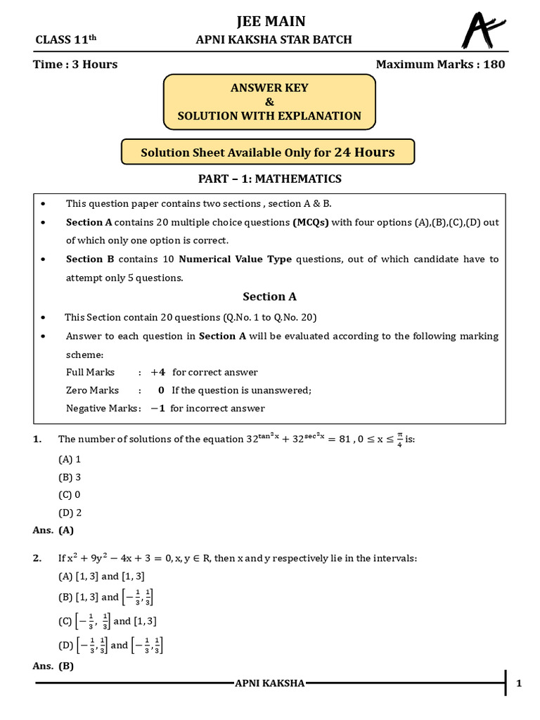 Answer Key & Solution Explanation, MAIN Star Batch, 23 July 2023 | PDF | Tension (Physics) | Gases