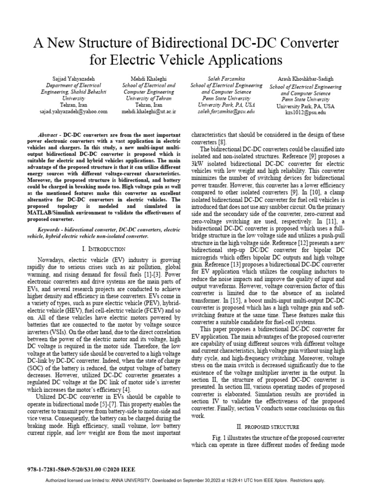 A New Structure of Bidirectional DC-DC Converter For Electric Vehicle ...