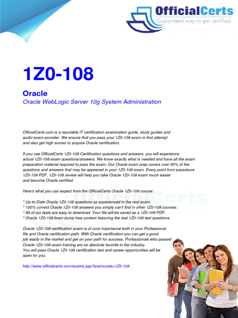 1Z0-108 Oracle WebLogic Server 10g System Administration | PDF | Databases | Computing