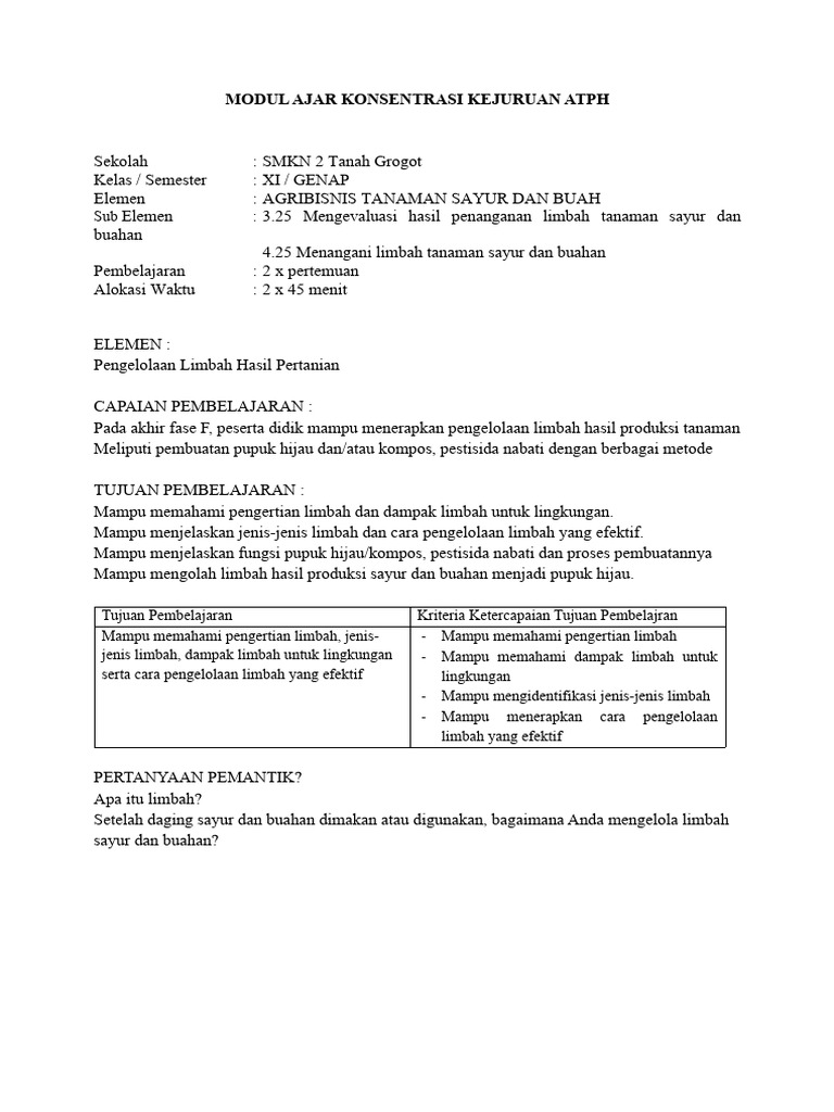Pengelolaan Limbah Pertanian di ATPH | PDF