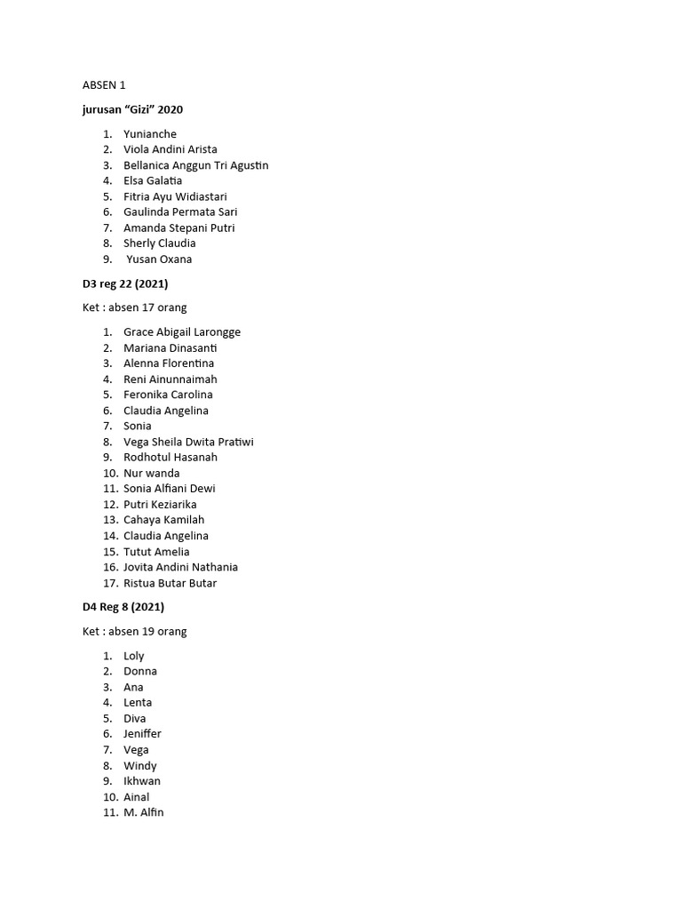 Rekap Absen 1 - . | PDF