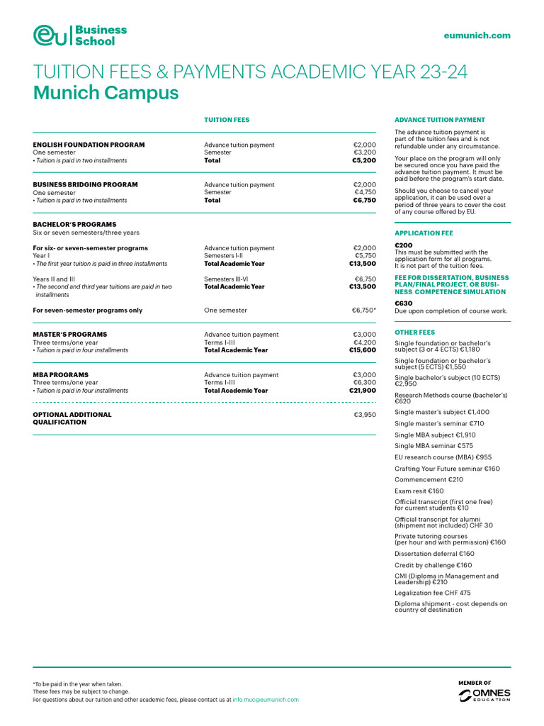 Tuition Fees 23-24 MCH | PDF