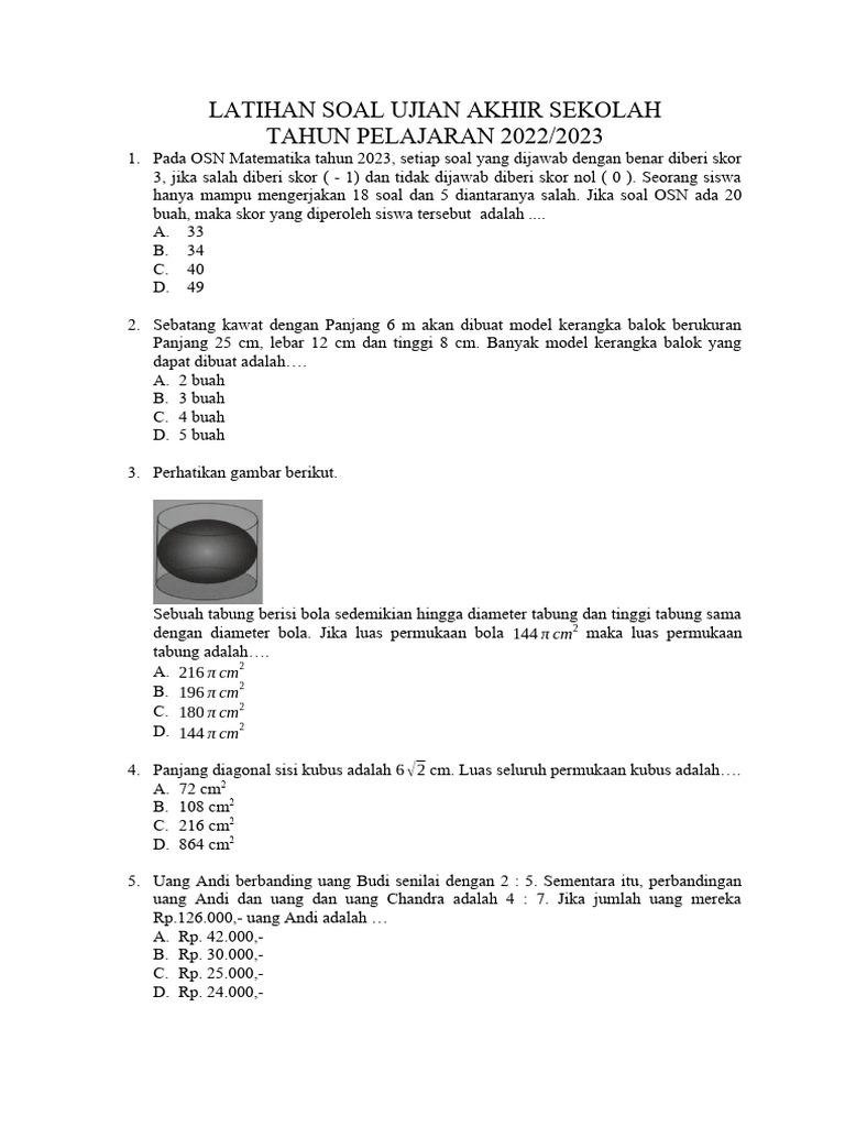 Soal Latihan UAS 2023 | PDF