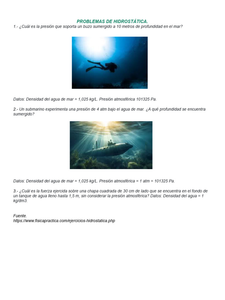 Problemas De Presion Hidrostatica Pdf
